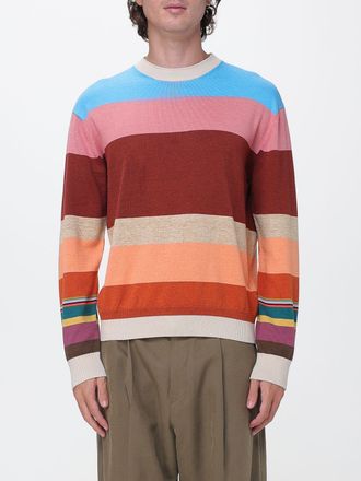 Paul Smith Pull &agrave; col rond et rayures multicolores en m&eacute;lange de coton et lin