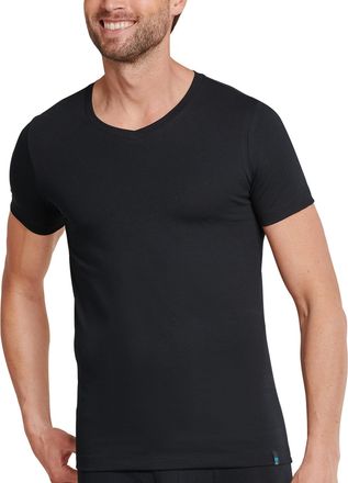 Schiesser Herren Unterhemd T-Shirt V-Ausschnitt Long Life Cotton - 172468, Größe Herren:7, Farbe:schwarz