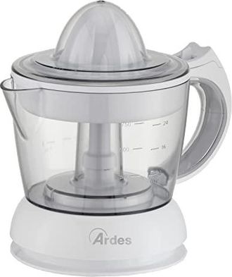 Ardes ARSPRE02 TANGO Elektrische Zitruspresse 0.75l - Elektronische Zitruspresse mit Fruchtfleischwähler und transparentem Behälter, 2 Presskegel, ideal zum