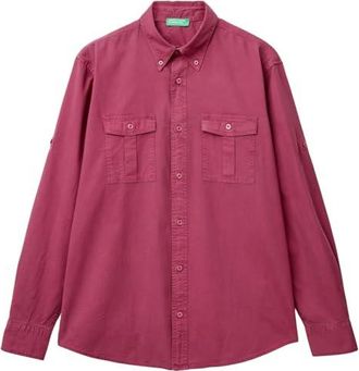 Benetton Chemise 5kgpuq04s, Rose, 3XL Hommes