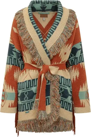 Alanui Femme, Pulls, Multicolore, Taille: 38 FR Gilet Cache-Coeur &agrave; Franges