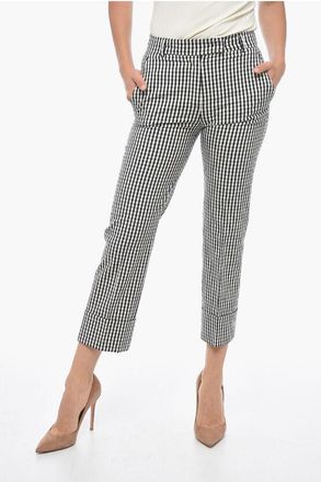 Ql2 Quelledue Gingham Patterned Chinos Pants with Cuff size 38