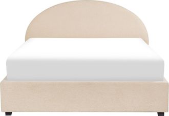 Beliani Polsterbett Bouclé-Stoff beige 180 x 200 cm mit Stauraum minimalistisch Vaucluse
