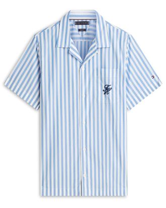 Tommy Hilfiger Kurzarmhemd mit Blockstreifen und Monogramm-Stickerei, Regular Fit in