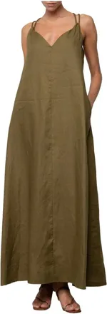 Kaos Kaos, Femme, Robes, Vert, Taille: 40 FR Long Linen Dress