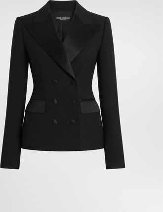 Dolce & Gabbana Jacke Aus Wollcady Mit Doppelreihiger Knopfleiste - Frau Blazer Schwarz 38