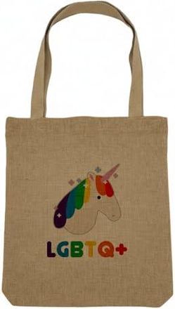 Fabulous Sac Shopping Tote Bag Aspect Lin - LGBTQ+ Licorne Gay Lesbien Trans Queer - Sac de Courses Toile Epaisse 360g Beige Naturel Cabas Port&eacute; Epaule Solide 