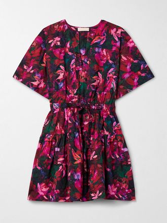 Ulla Johnson Mini-robe En Popeline De Coton À Imprimé Fleuri Nadira - Rouge