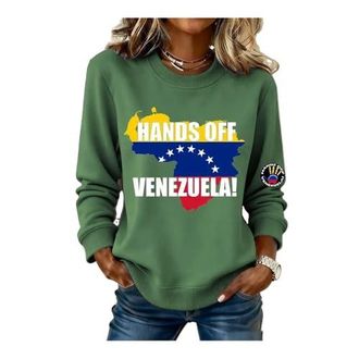 Generic Sweat-shirt imprim&eacute; &laquo; Hands Off Venezuela &raquo; pour femme, Vert, XXL