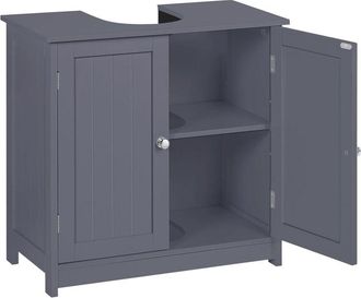 Woltu Woltu - Meuble sous lavabo, Meuble de salle de bain en bois, Meuble de rangement, Armoire de salle de bain, en mdf 60x60x30cm, Gris