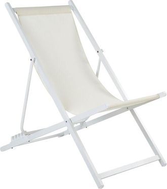Beliani Beliani - Liegestuhl Wei&szlig; Aluminium mit Stoffbespannung Hellbeige Faltbar Klappbar Verstellbar Modern Garten Terrasse Outdoor Balkon M&ouml;bel Ausstattung