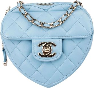 Chanel Crossbody Bags - Chanel Quilted Lambskin Mini Love Heart Crossbody - Gr. unisize - in Blau - f&uuml;r Damen