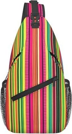 Generic Sac &agrave; bandouli&egrave;re &agrave; rayures color&eacute;es avec pompons, sac &agrave; dos de voyage, sac &agrave; dos &agrave; bandouli&egrave;re pour homme, sac &agrave; dos de randonn&eacute;e
