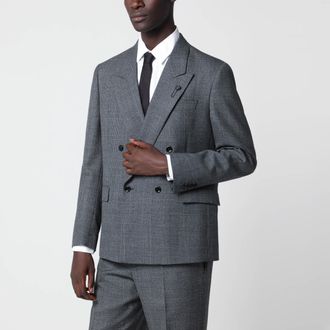 Lardini Graue zweireihige Jacke mit Prince-of-Wales-Karomuster