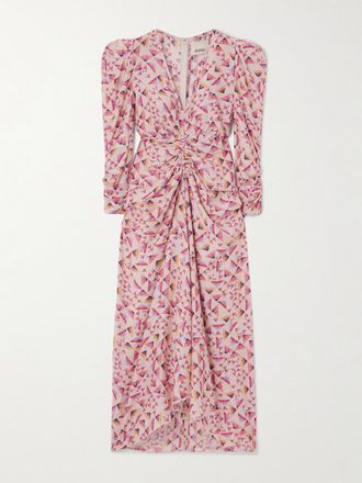 Isabel Marant Albini Midikleid Aus Bedrucktem Voile Mit Raffungen - Mehrfarbig