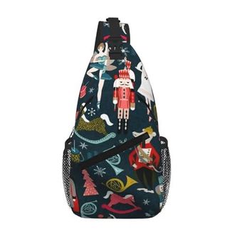 Generic Sacoche Bandouliere Impression de ballet Casse-Noisette pour No&euml;l Polyester Sling Bag Durable Sac &agrave; Poitrine pour &eacute;cole Femme Homme