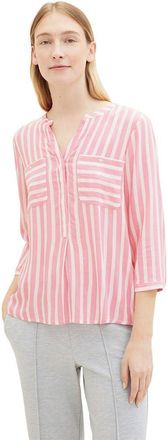 Tom Tailor Damen Bluse mit Streifen & Brusttaschen, 35245 - Pink Offwhite Stripe, 34