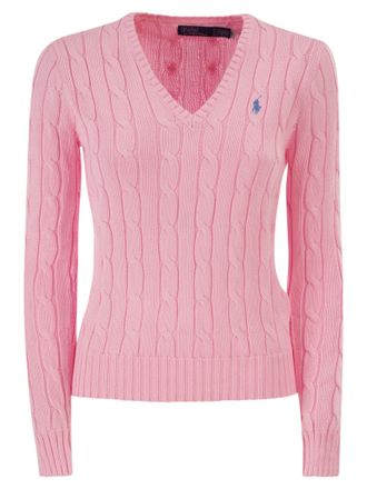 Polo Ralph Lauren Pull en maille torsad&eacute;e de coton avec col en V