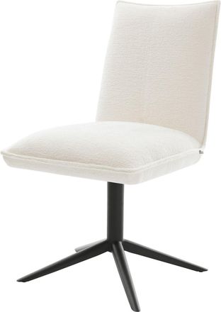 DELIFE Esszimmerstuhl Lelio-Flex Fu&szlig;kreuz Schwarz Boucl&eacute; Soft Beige 360&deg; drehbar Wippfunktion Taschenfederkern