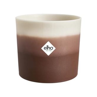 ELHO Colour Gradiant Rund 18cm - Blumentopf für Innen - 100% recyceltes Plastik - Ø 18.2 x H 16.8 - Braun/Zedernbraun
