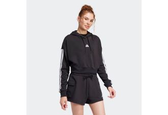 adidas Kapuzensweatshirt ESSENTIALS 3-STREIFEN FRENCH TERRY CROP HOODIE