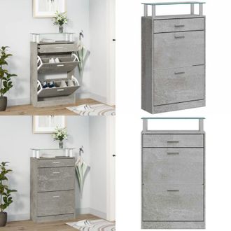 vidaXL Schuhschrank Betongrau 63x24x104 cm Holzwerkstoff - Schuhschrank - Holzwerkstoffm&ouml;bel - Garderobe - Einbauschrank - Schuhorganisation - Home & Living