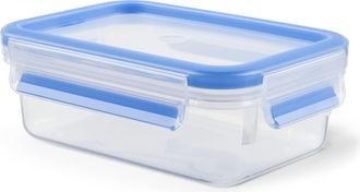 Emsa Clip & Close Frischhaltedose, rechteckig, 0,55 L, Aufbewahrungsbox, 100 Prozent dicht, spülmaschinen-, gefrier-, mikrowellenfest, Transparent, Blau, M