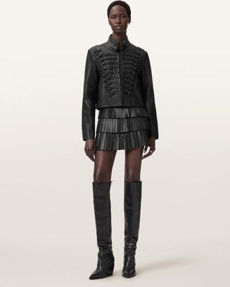 AllSaints Nara - Plissierter Rock in Schwarz