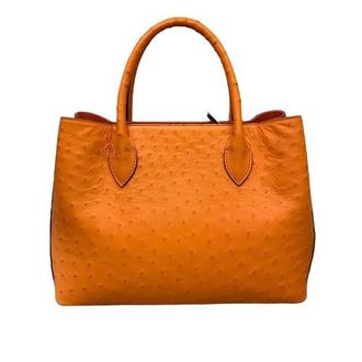 Generic Sac cabas pour femme en cuir dautruche véritable, sac à main en cuir exotique véritable, grand sac à bandoulière