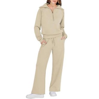 Generic Ensemble de v&ecirc;tements dint&eacute;rieur chauds pour femmes avec poches, confortables pour le sport Y2k, joggings amples pour la course, ensemble de v&ecirc;tements