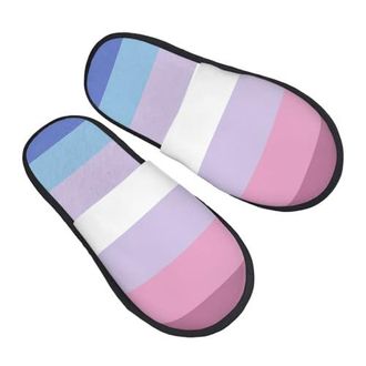 Generic Confortable Pantoufles en Feutre Drapeaux de la fiert&eacute; Bigender Maison Pantoufles Unisex Chaussons Femme pour Hiver Int&eacute;rieur Adulte L