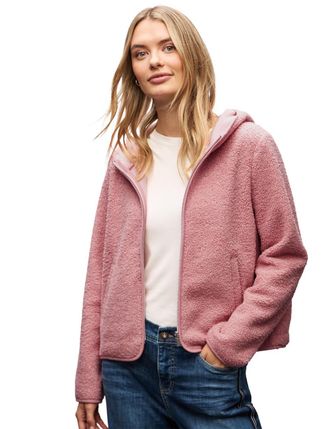 Street One Damen 3228384 Teddy-Jacke mit Kapuze, Powder pink, 42