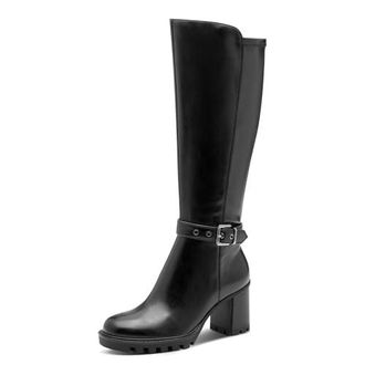 Tamaris Femme Damen Long Boot Heel 1-25536-45 Botte Haute Jusquau Genou, Noir Mat, 39 EU