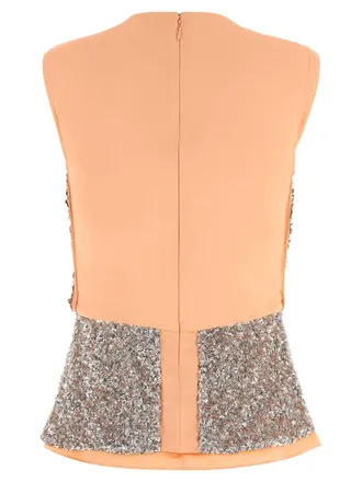 Paco Rabanne Sequin Peplum Tank Top - peach