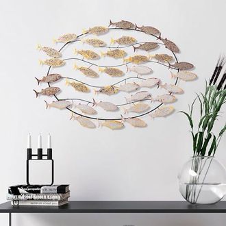 Hanah Home Handmade Decorative Metal Wall Accessory, 94 x 58 x 4 cm | 100% Metal, Unique Hand-Painted Design | Perfect for Home Decor, Adds Elegance & Style