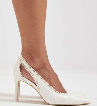 Dolce Vita Kelson - Chaussures de mari&eacute;e pointues &agrave; talon orn&eacute;e de perles avec d&eacute;coupe - Cuir blanc