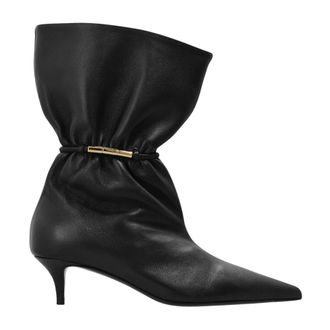 Balmain Lederschaftsstiefeletten mit Absatz - - Shoes - Damen - Schwarzk - 38 1/2 EU