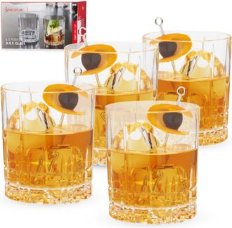 Spiegelau Whisky Glas D.O.F. 4er Set, 368 ml, Perfect Serve, 4500176, Double Old Fashioned Glas aus Kristallglas, Tumbler spülmaschinenfest für Longdrinks und C