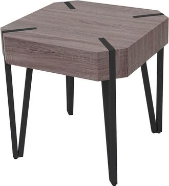 Hhg Couchtisch Genk HHG 942, Beistelltisch, 52x50x50cm, MVG-zertifiziert Dunkle Eiche, dunkle Metall-F&uuml;&szlig;e