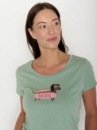 Greenbomb T-Shirt Loves Hot Dog (1-tlg., 1) figurbetont, leicht tailliert, klassische Kurz&auml;rmel