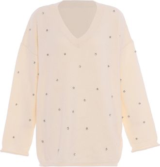 Faina Pullover Damen Wollwei&szlig;
