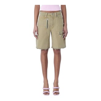 Alexander Wang Jeansshorts mit ausgefranstem Saum - - Shorts - Damen - Beige - W30