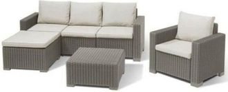 Allibert Allibert - Salon de jardin - en resine imitation rotin tresse by keter - 5 personnes - Moorea - Cappuccino