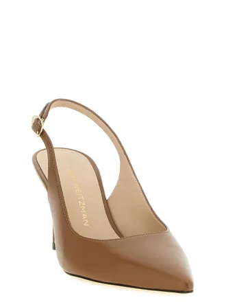 Stuart Weitzman Womens Slingback Pump Brown Calfskin Leather