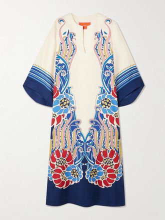 La DoubleJ Midikleid Aus Bedrucktem Seiden-twill - Creme