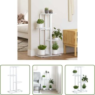 vidaXL Pflanzenregal - Blumenst&auml;nder 4-Etagen 43x22x76 cm Wei&szlig; Metall
