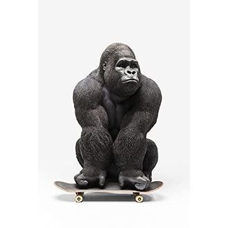 Kare Design Design Deko Figur Front XXL, gro&szlig;e Form eines Gorillas, ausgefallene Wohnzimmer Dekoration, Dekofigur Gorilla Schwarz, Dekoobjekt Affe, 107x90x73cm (H