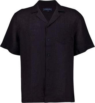 Frescobol Carioca Homme, Chemises, Noir, Taille: S Angelo Linen Camp Collar Shirt