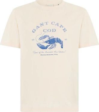 GANT Homme, Tops, Beige, Taille: XL T-shirt en coton avec imprim&eacute;