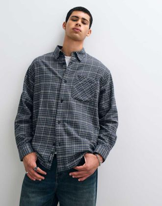 Carhartt Work in Progress Todrick - Chemise &agrave; manches longues et motif pied-de-poule - Bleu clair